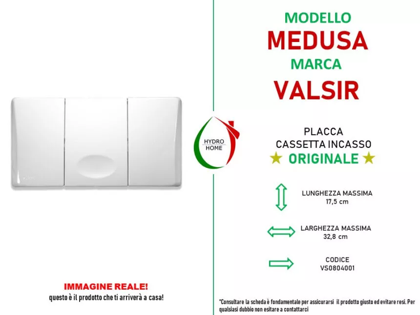 Placca monotasto Medusa cassetta incasso Valsir