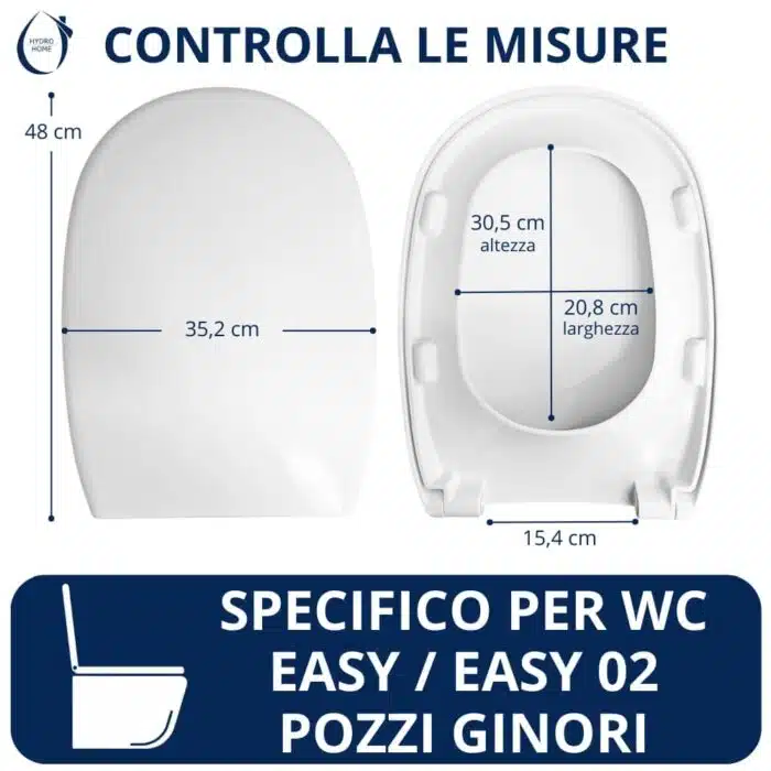 Copriwater Polis Catalano termoindurente Soft Close bianco come originale
